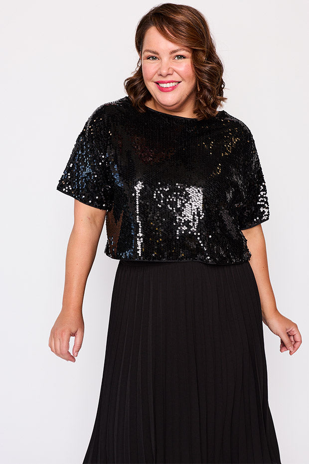 Astra Black Sequin Top | Little Party Dress