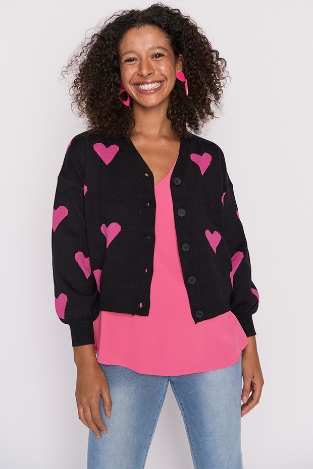 Queen of Hearts Black & Pink Cardi – Little Party Dress