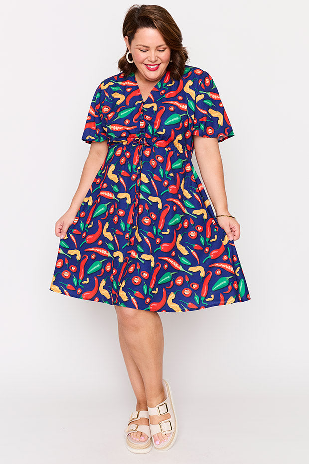 Siena Navy Hot Chilli Dress | Little Party Dress