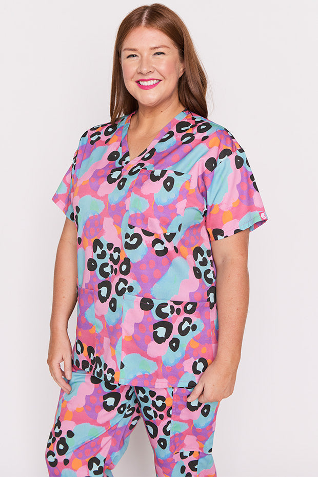 Meredith Inky Leopard Scrub Top – Little Party Dress