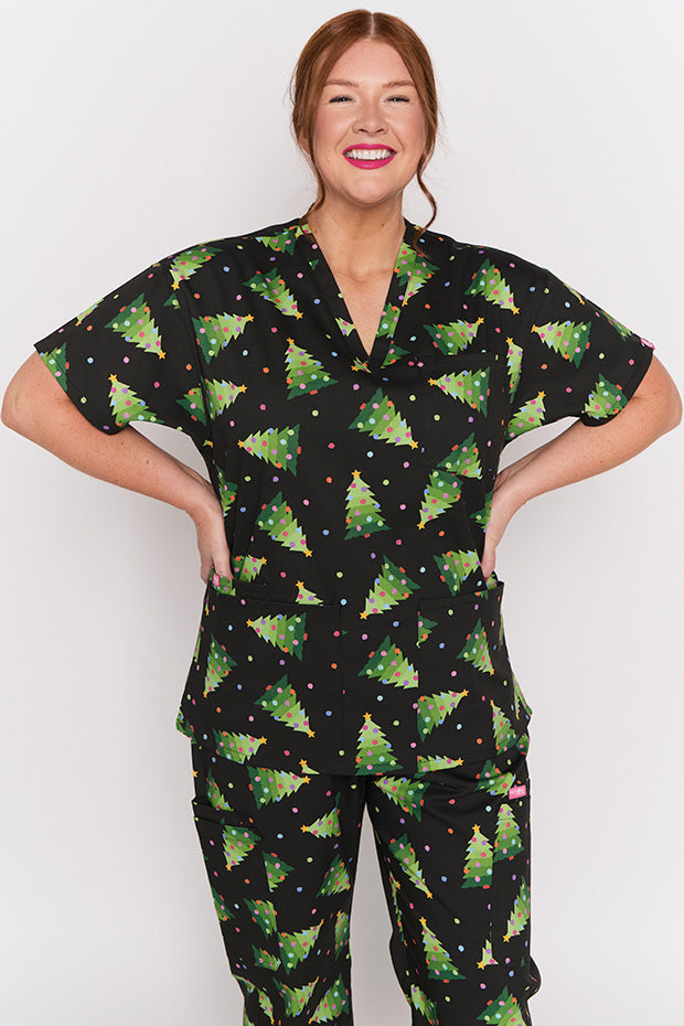 Meredith Christmas Tree Scrub Top | Little Party Dress